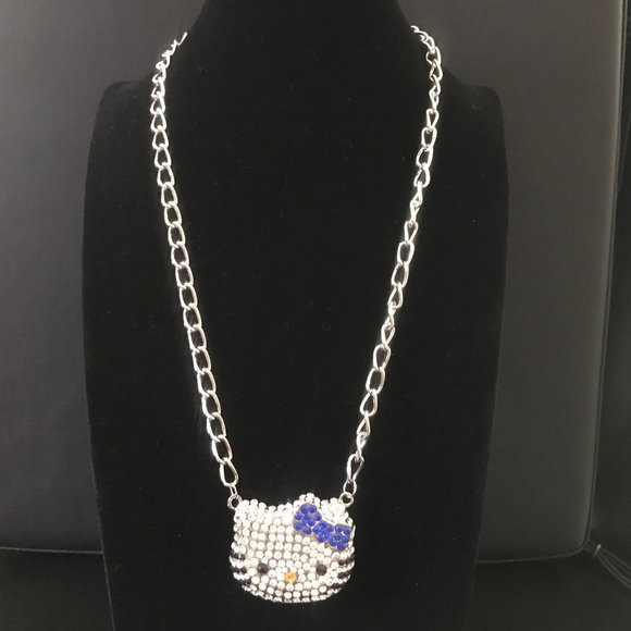 Hello Kitty | Jewelry | Xlarge Hello Kitty Blue Bow Crystal Necklace ...